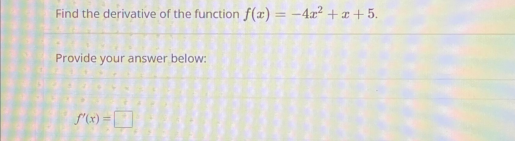 Solved Find the derivative of the function | Chegg.com