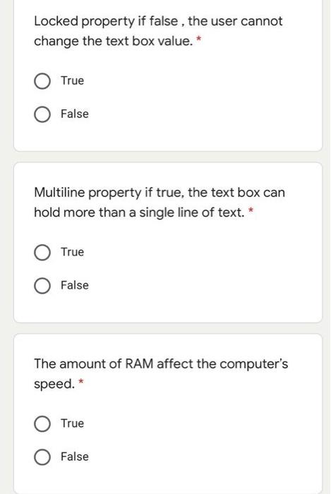 Solved Locked property if false , the user cannot change the | Chegg.com