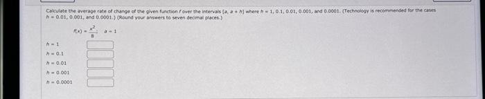 Solved Calculate the average rate of change of the piven | Chegg.com