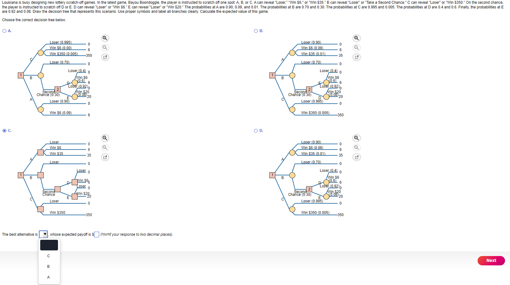 Solved are 0.92 ﻿and 0.08 . ﻿Draw the decision tree that | Chegg.com