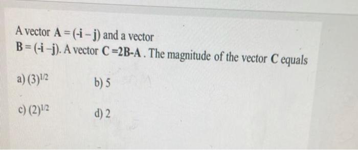 Solved A vector A=(-i-j) and a vector B=(-i-j). A vector | Chegg.com
