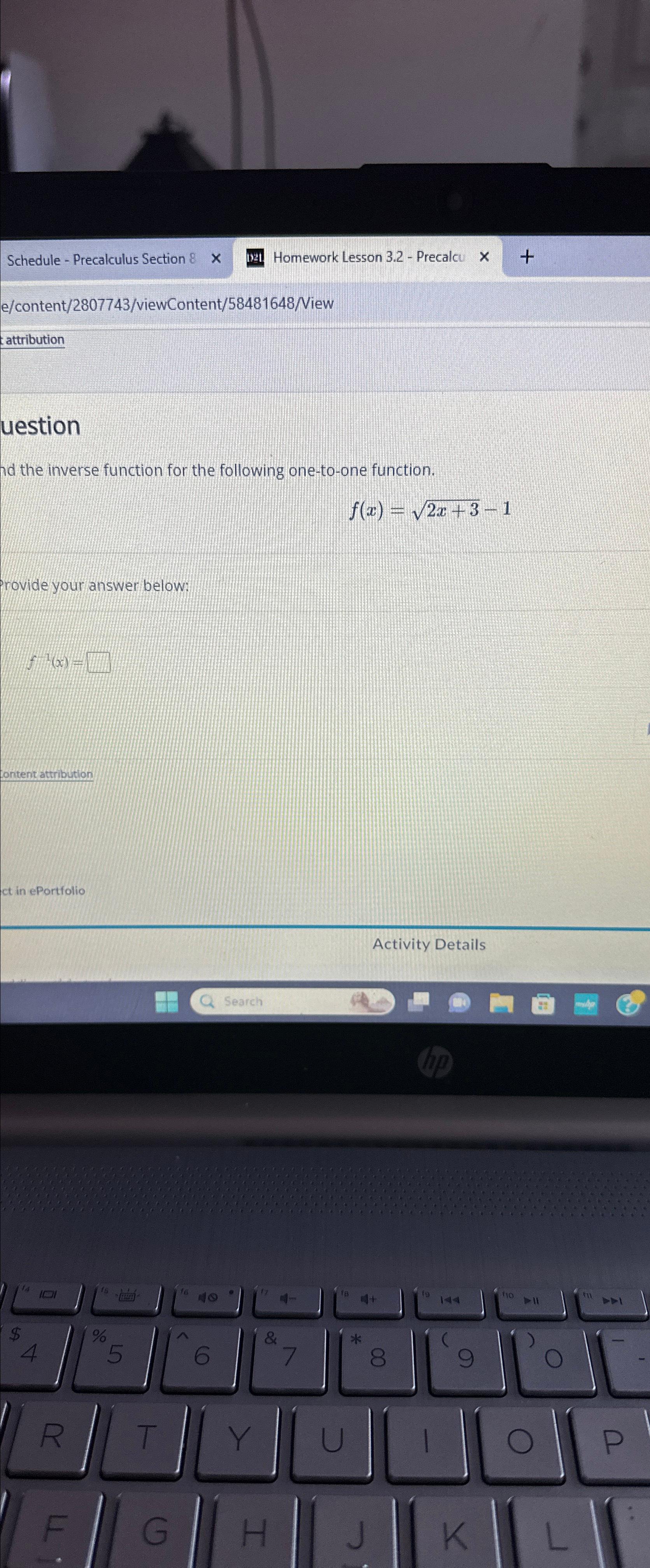 Solved Schedule-Precalculus Section 8 ,Homework Lesson 3.2 - | Chegg.com