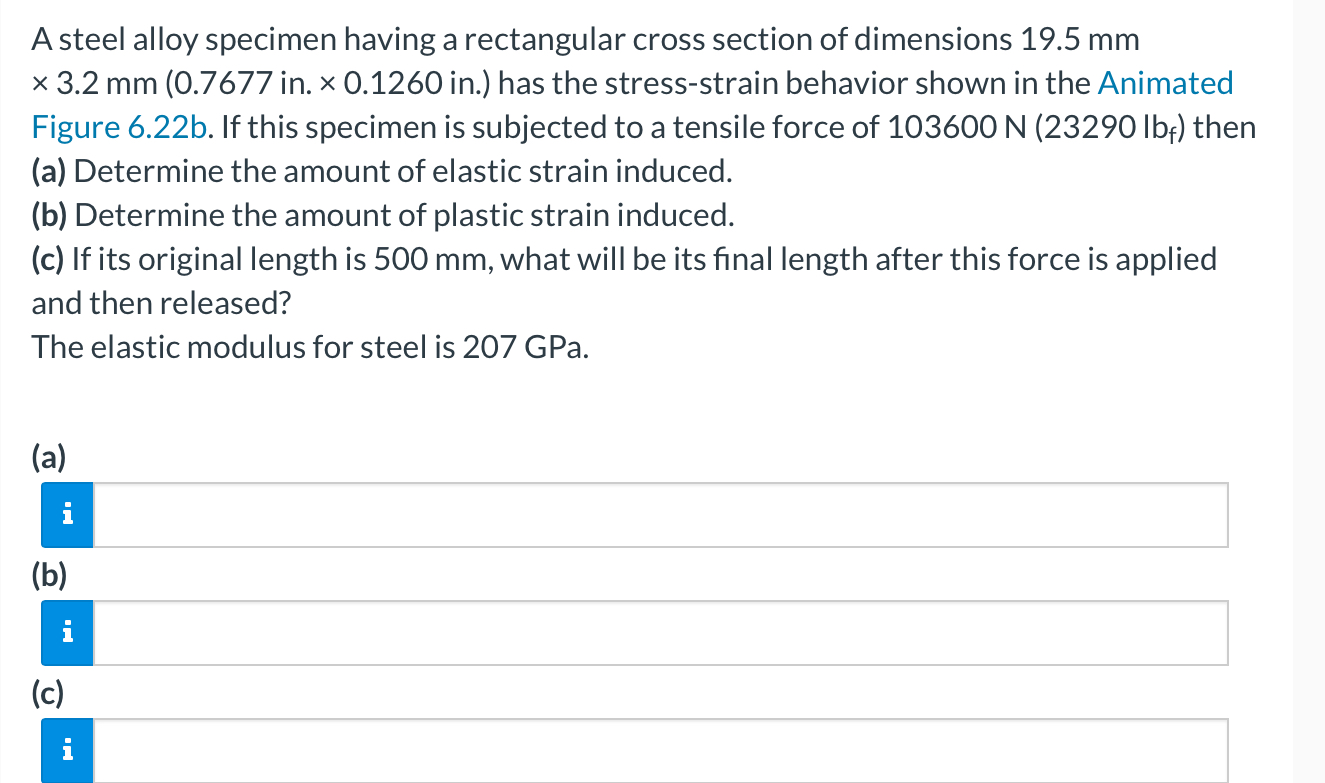 Solved A steel alloy specimen having a rectangular cross | Chegg.com