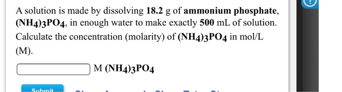 Solved A solution is made by dissolving 18.2 g of ammonium | Chegg.com