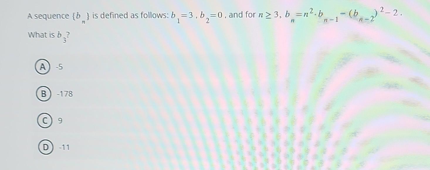 Solved A sequence {bn} is defined as follows: b1=3,b2=0, and | Chegg.com