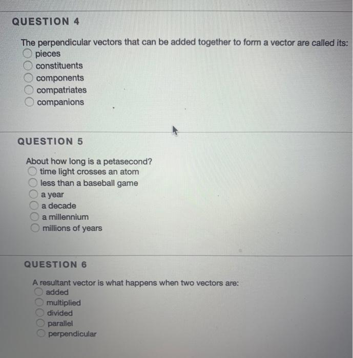 Solved QUESTION 4 The perpendicular vectors that can be | Chegg.com