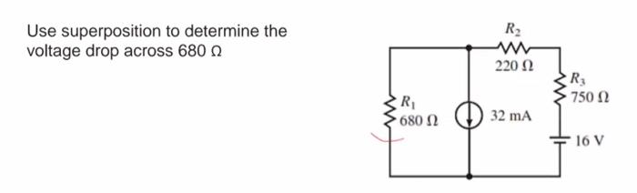Solved Use superposition to determine the voltage drop | Chegg.com