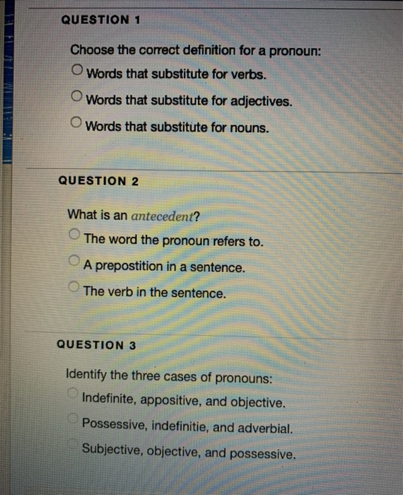 Solved QUESTION 1 Choose the correct definition for a | Chegg.com