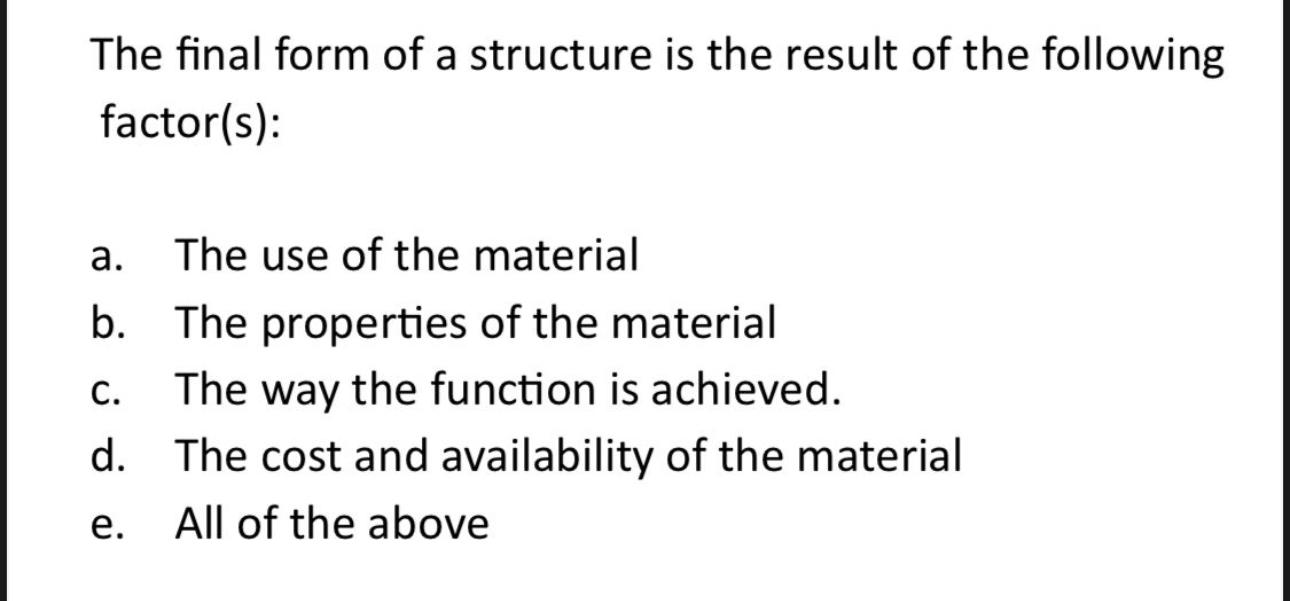 Solved The final form of a structure is the result of the | Chegg.com