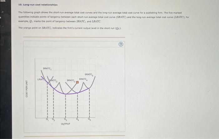 Solved 10. Long-run cost relationships The following graph | Chegg.com Solved 10. Long-run cost relationships The following graph | Chegg.com