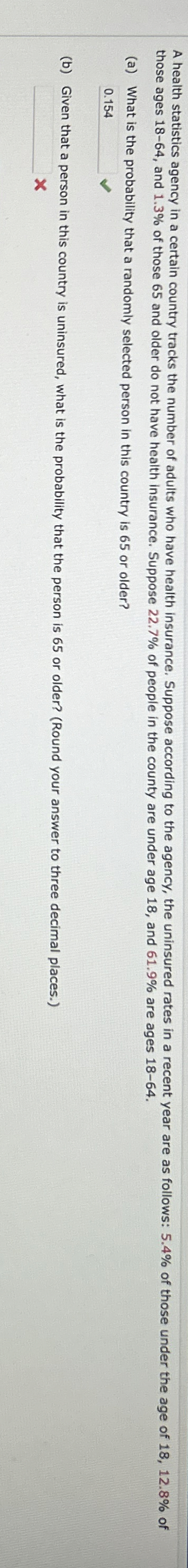 Solved those ages 18-64, ﻿and 1.3% ﻿of those 65 ﻿and older | Chegg.com