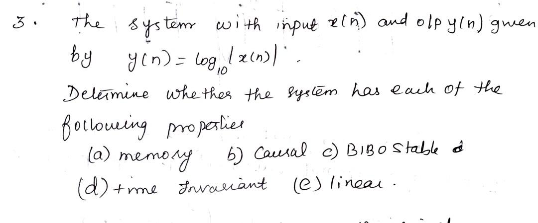 Solved The system with input x(n) and olp y(n) given by | Chegg.com