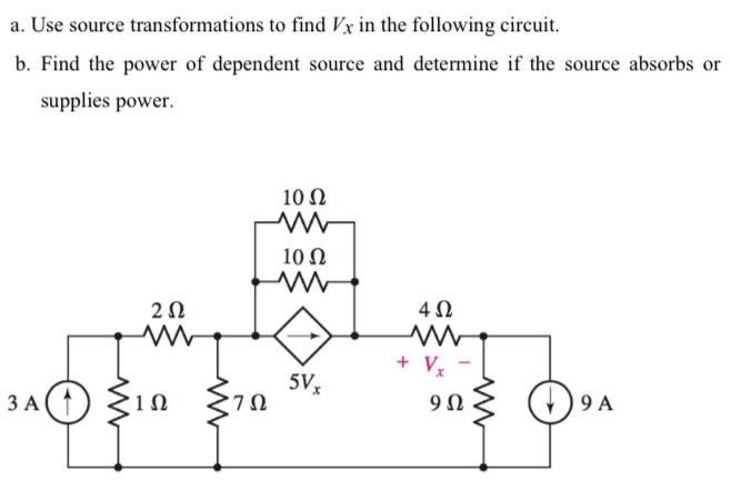 Solved a. Use source transformations to find Vx in the | Chegg.com