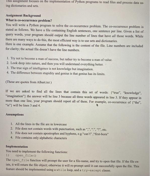 Solved This assignment focuses on the implementation of | Chegg.com