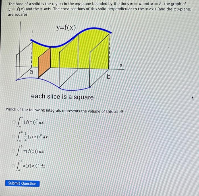 Solved The base of a solid is the region in the xy-plane | Chegg.com