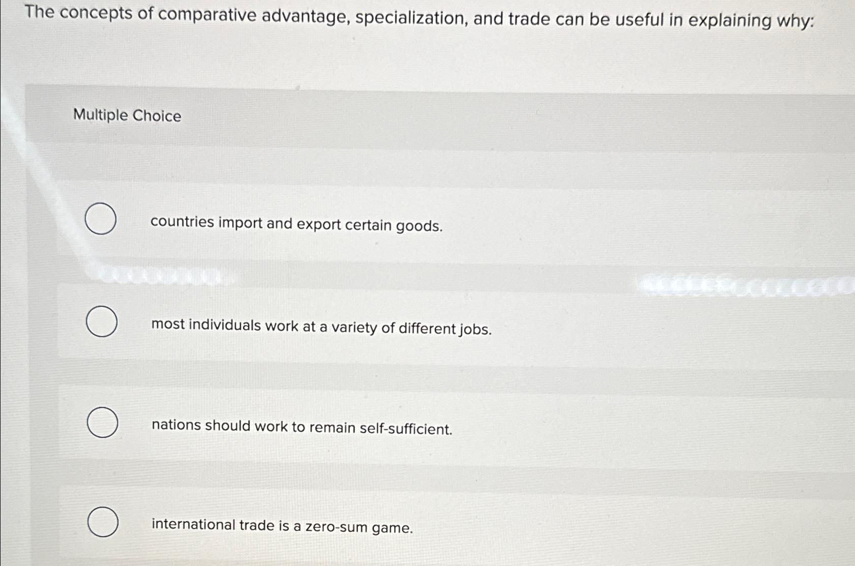 Solved The concepts of comparative advantage, | Chegg.com