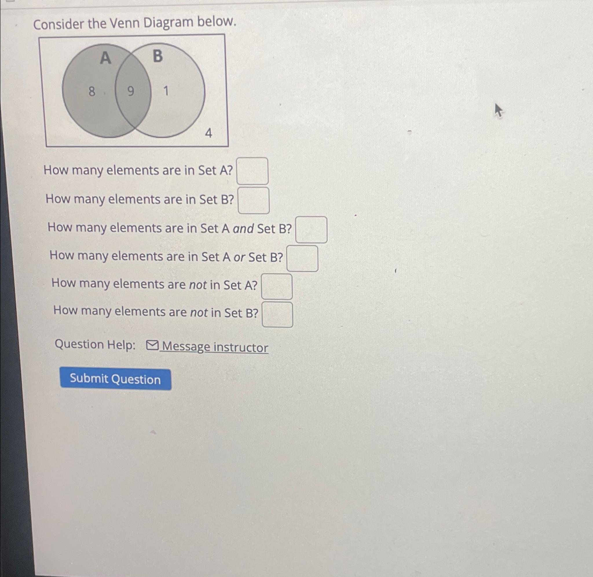 Solved Consider the Venn Diagram below.How many elements are | Chegg.com