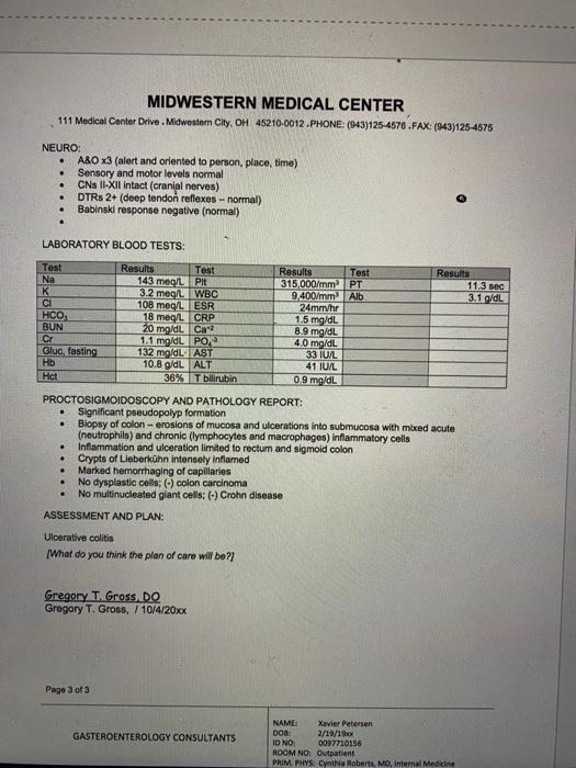 Solved Based on the proctosigmoidoscopy findings, which | Chegg.com