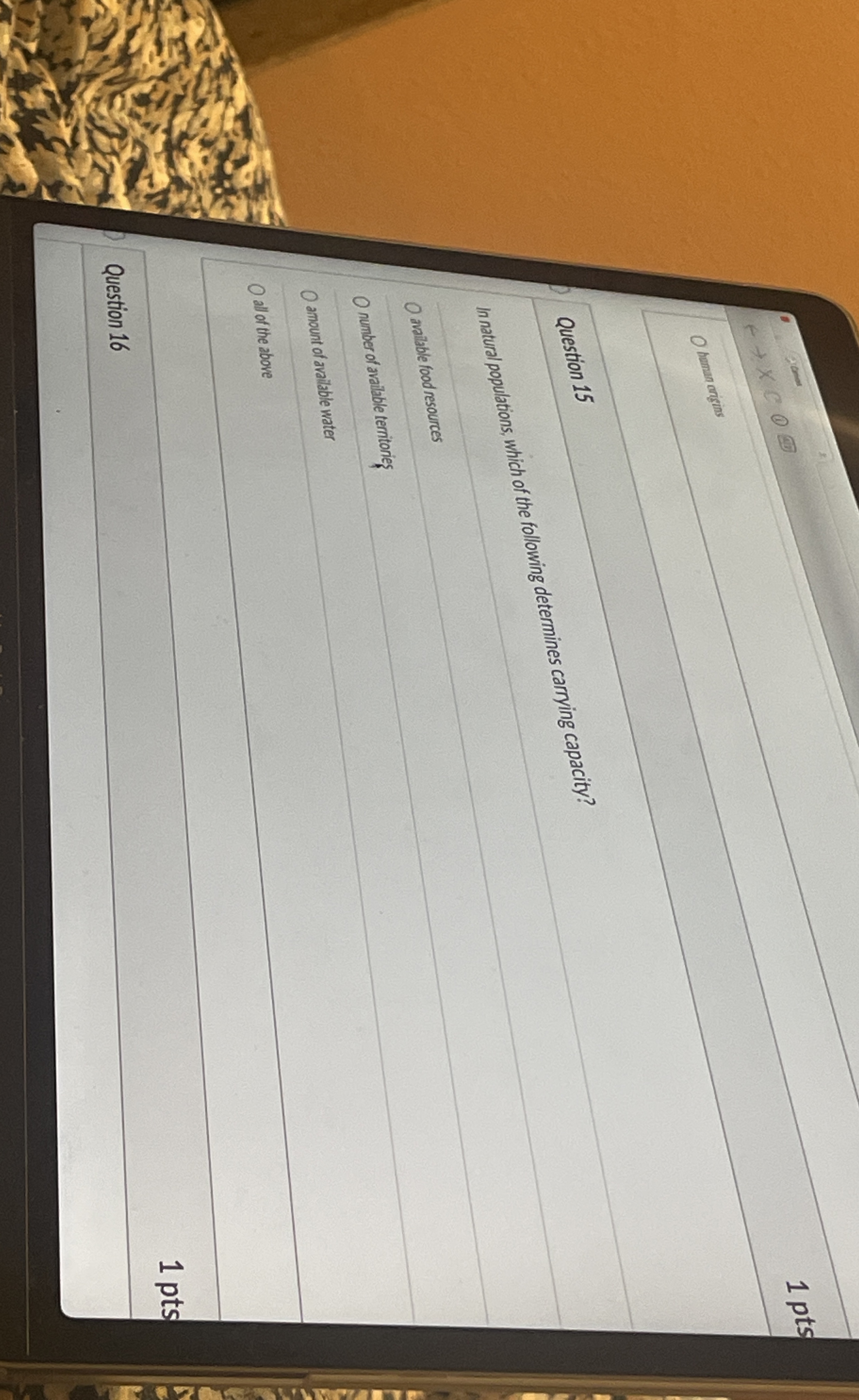 Solved 1 ﻿ptsQuestion 15In naturar popoultions which of the | Chegg.com