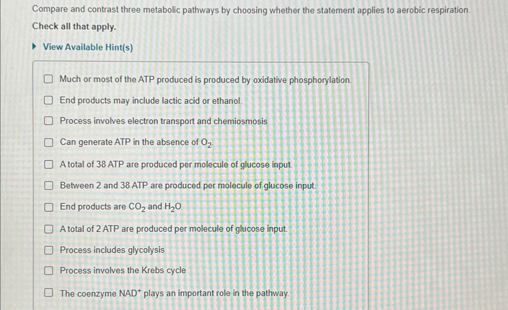 Solved Compare and contrast three metabolic pathways by | Chegg.com