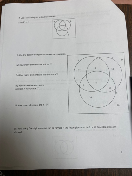 Solved 3. Use a Venn diagram to strate the set (in Buc 9. | Chegg.com