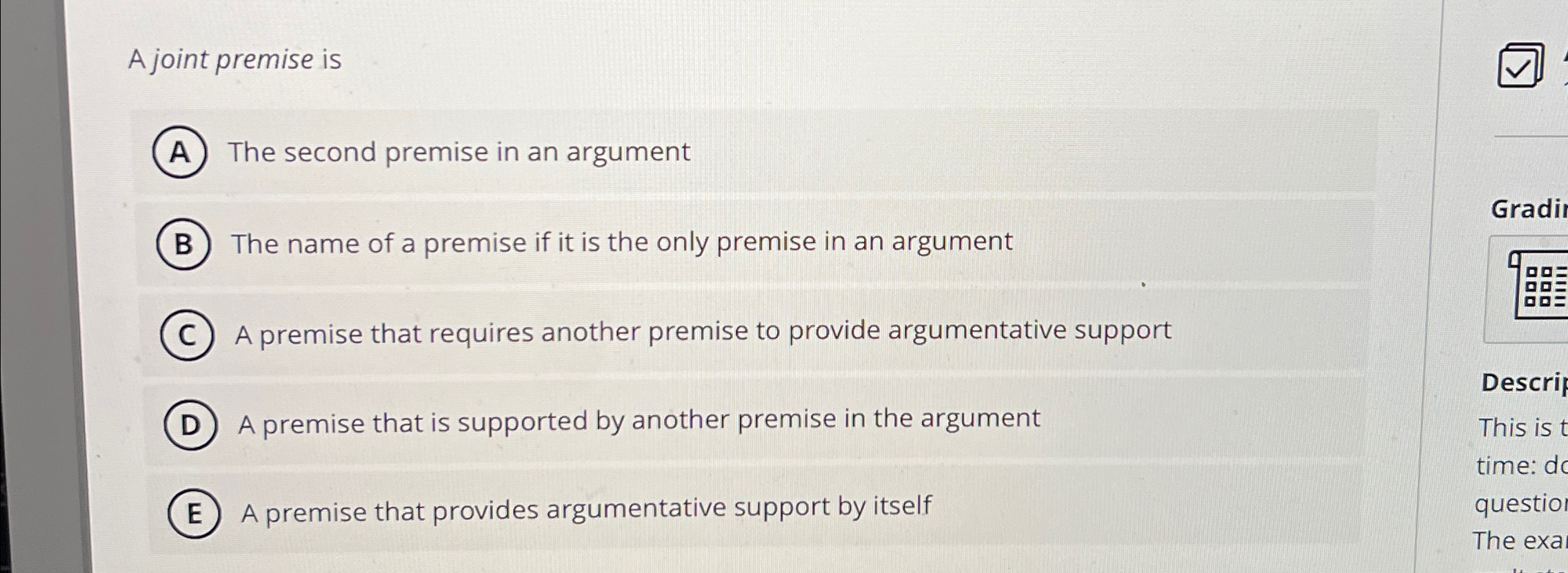 Solved A joint premise is ﻿The second premise in an | Chegg.com