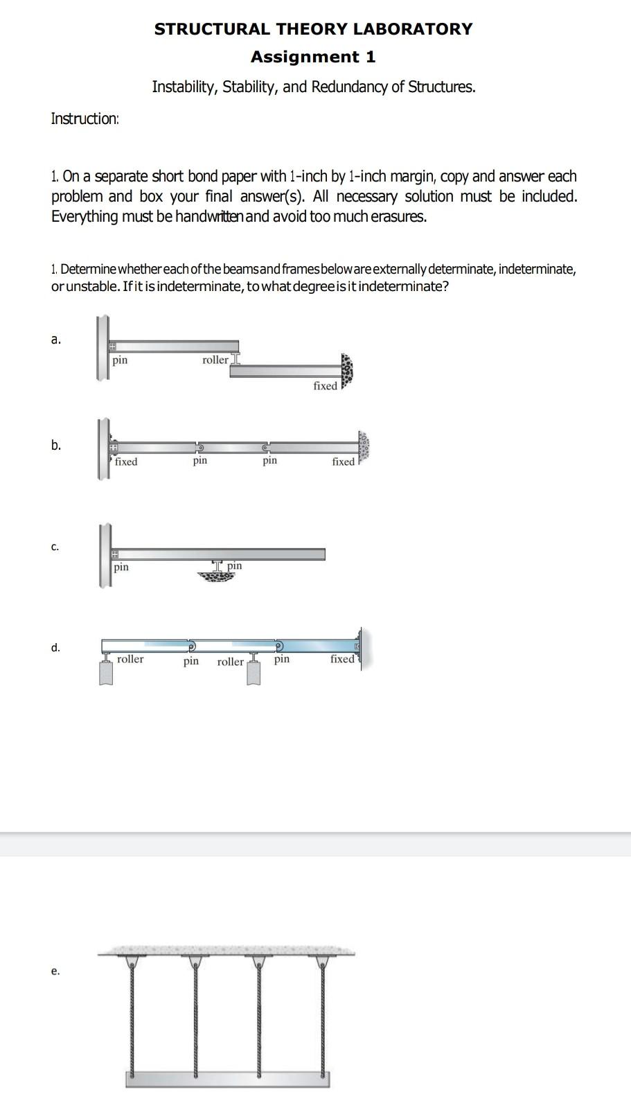 Solved STRUCTURAL THEORY LABORATORY Assignment 1 | Chegg.com