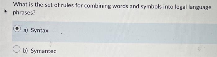 Solved What is the set of rules for combining words and | Chegg.com