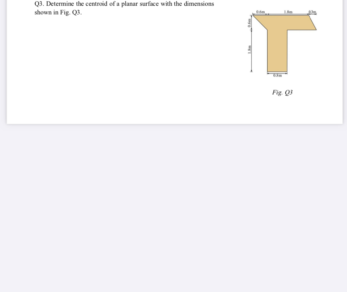 Solved Q3. ﻿Determine the centroid of a planar surface with | Chegg.com