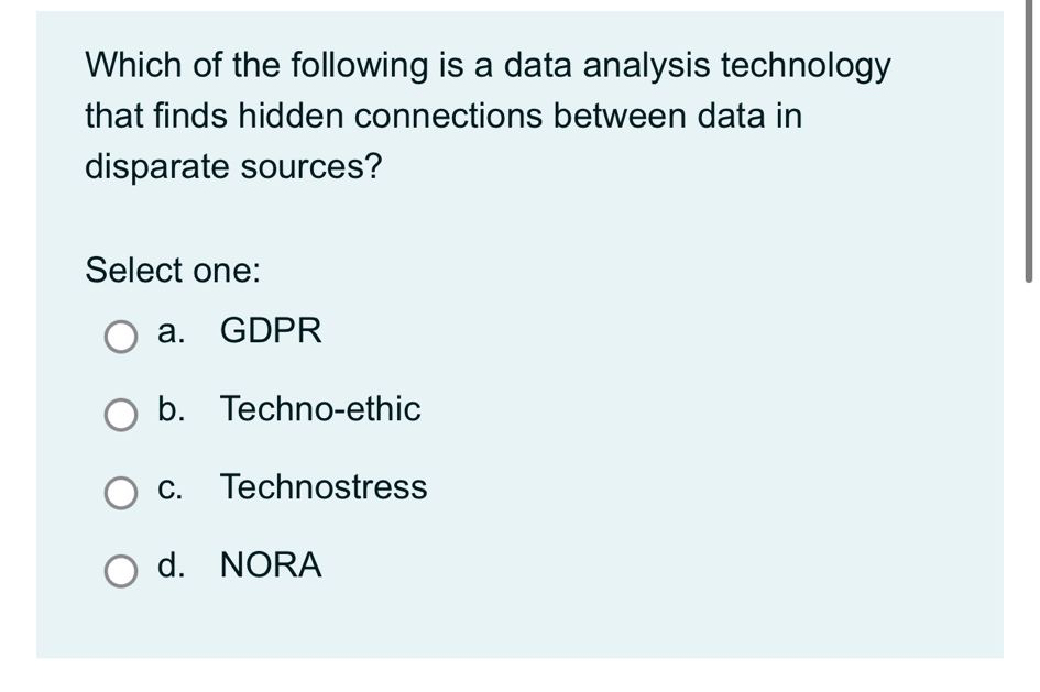 Solved Which of the following is a data analysis technology | Chegg.com