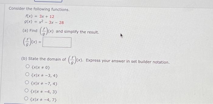 Solved Consider the following functions. | Chegg.com