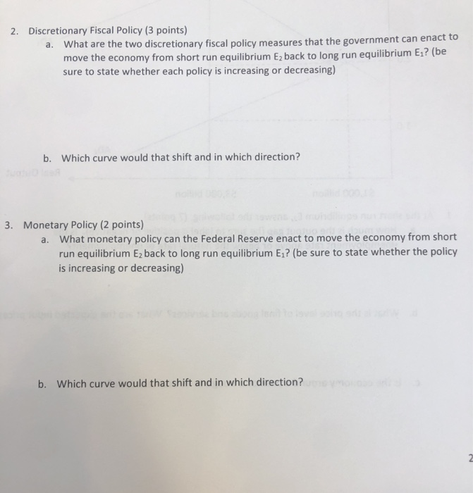 Solved 2. Discretionary Fiscal Policy (3 points) a. What are | Chegg.com