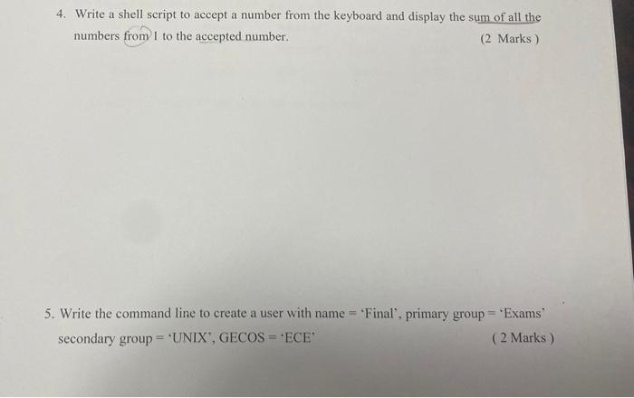 Solved belou.4. Write a shell script to accept a number from | Chegg.com