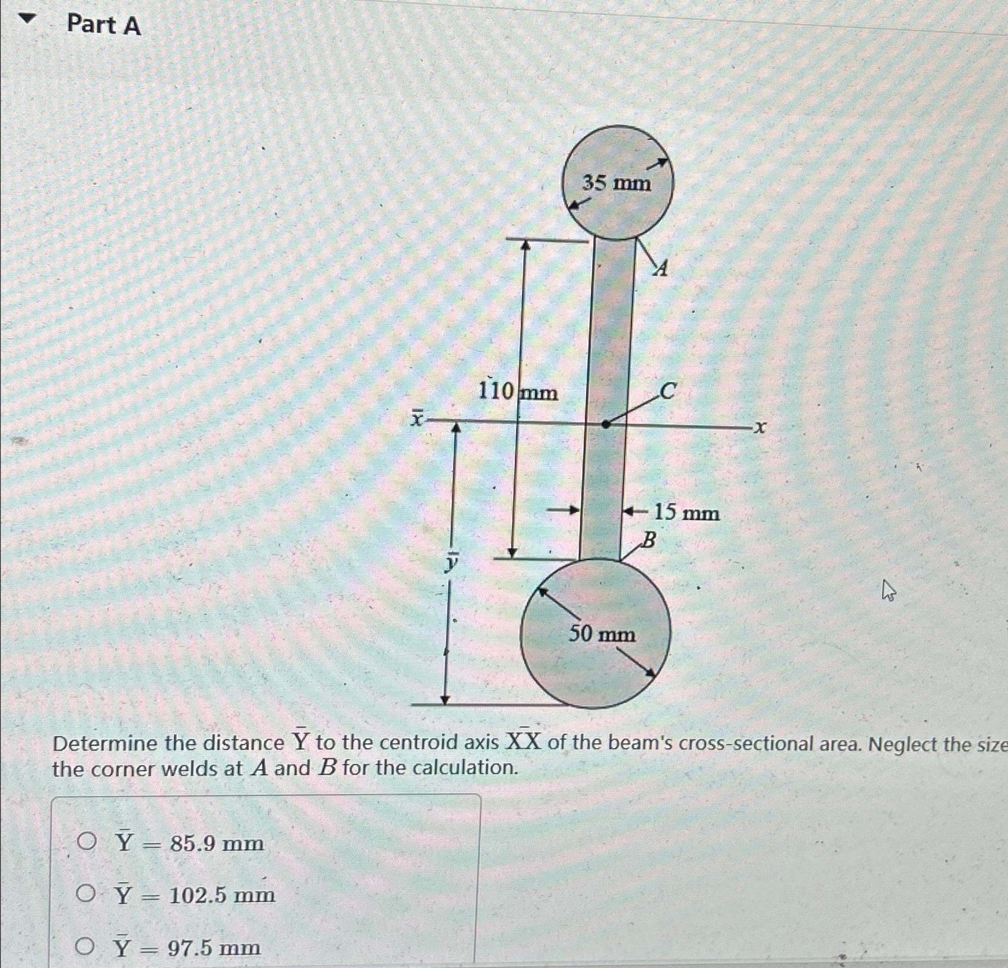 Part A\\nDetermine the distance /bar (Y) to the | Chegg.com