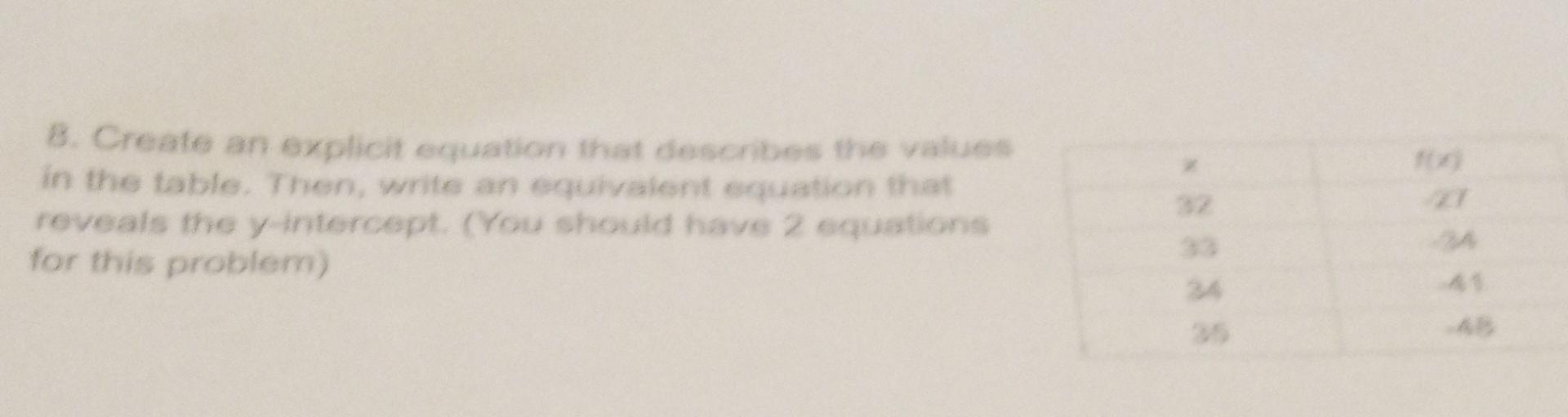 Solved 8. Create an explicit equation that describes the | Chegg.com