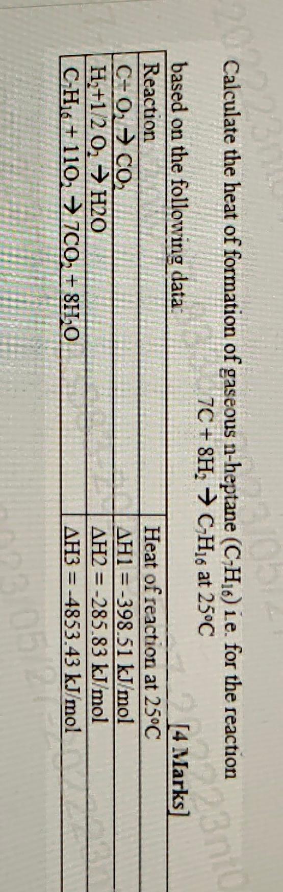 Solved Calculate the heat of formation of gaseous n-heptane | Chegg.com