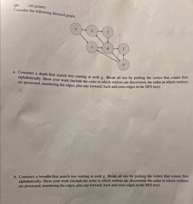 Solved Q3. (40 points) Consider the following directed | Chegg.com