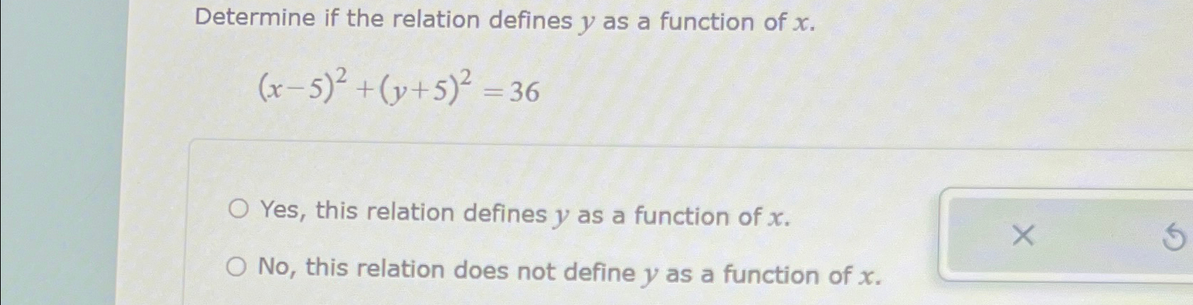 Solved Determine if the relation defines y ﻿as a function of | Chegg.com
