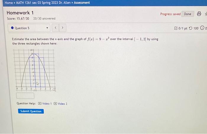 Solved Estimate the area between the x-axis and the graph of | Chegg.com