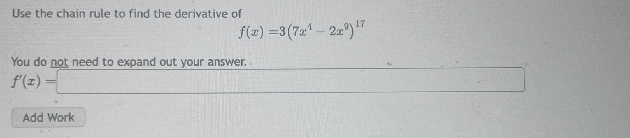 Solved Use the chain rule to find the derivative | Chegg.com