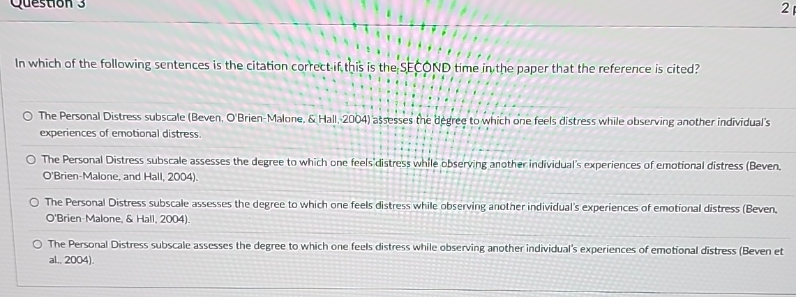 Solved In which of the following sentences is the citation | Chegg.com
