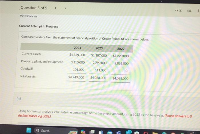 Solved Current Attempt in Progress Comparative data from the | Chegg.com