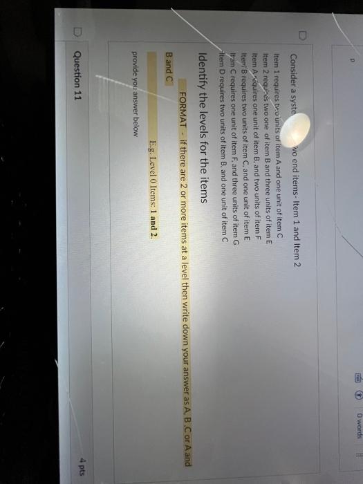 Consider a syste wo end items- Item 1 and Item 2 Item | Chegg.com