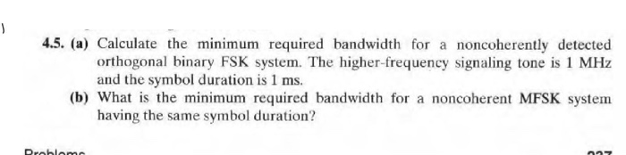 Solved - 4.5. (a) Calculate the minimum required bandwidth | Chegg.com