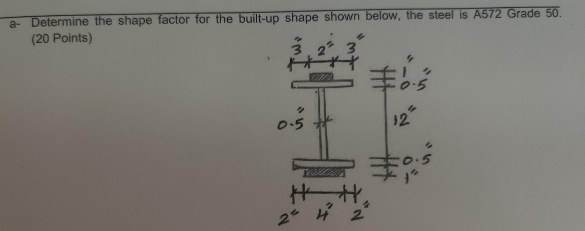 Solved Determine shape factor for built-up section. steel is | Chegg.com