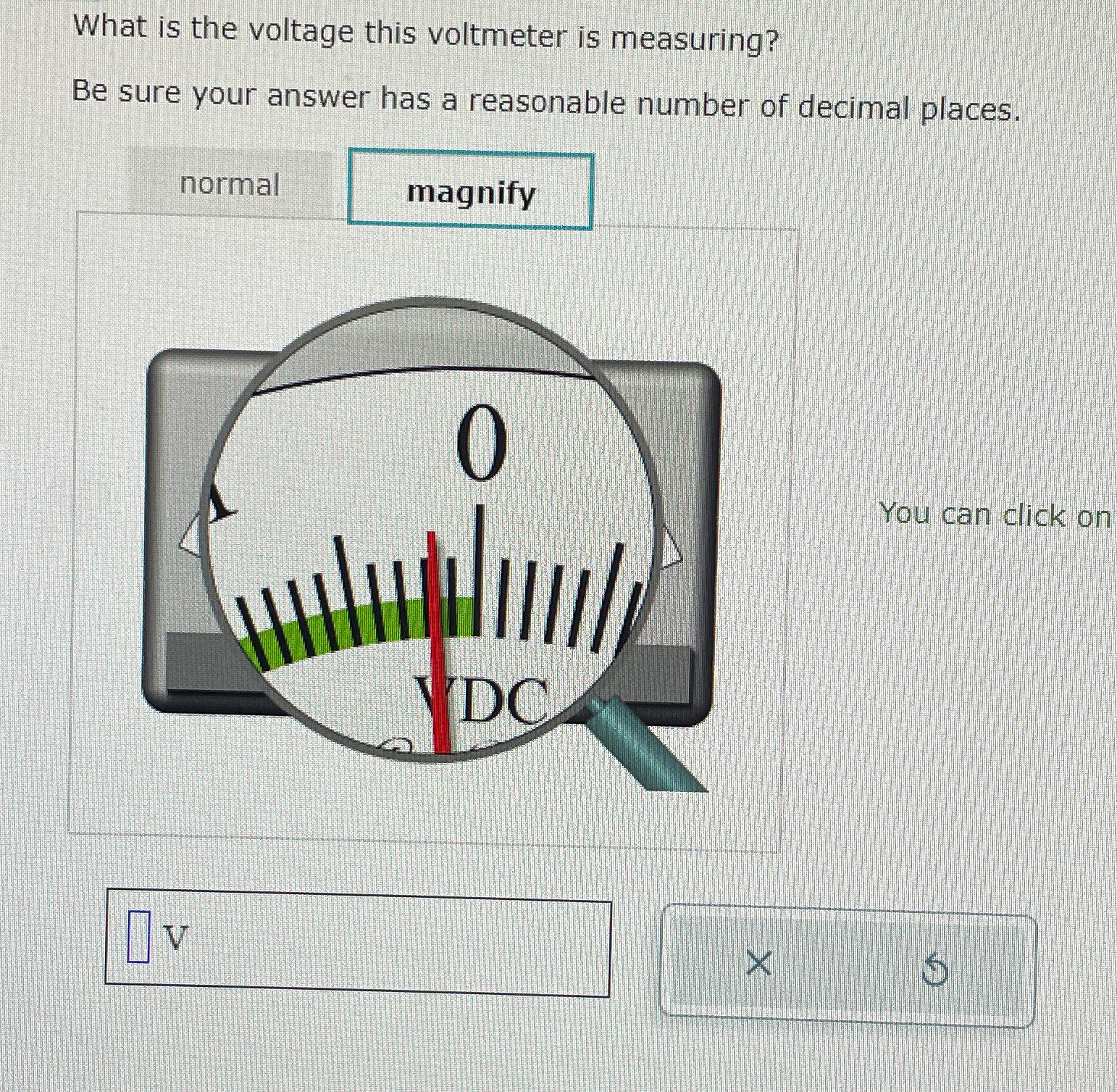 Solved What is the voltage this voltmeter is measuring?Be | Chegg.com