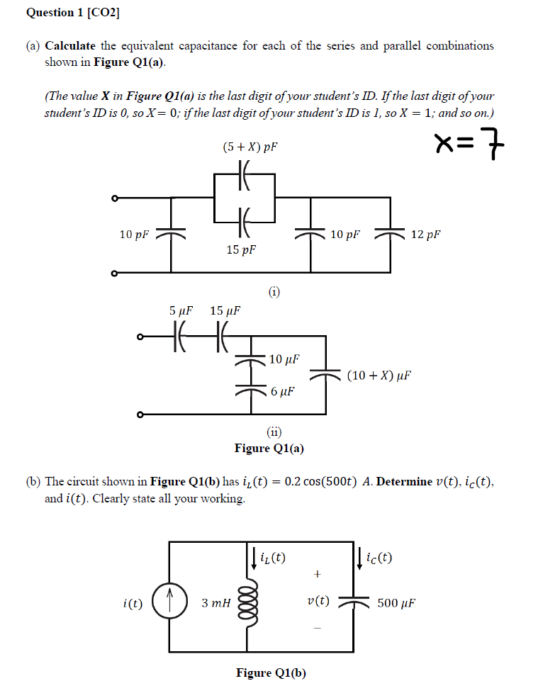 Solved x in ﻿Figure Q1(a) is ﻿the last digit of ﻿your | Chegg.com