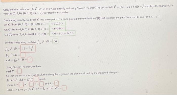 Solved Calculate the circulation, ∫cF⋅dr, in two ways, | Chegg.com