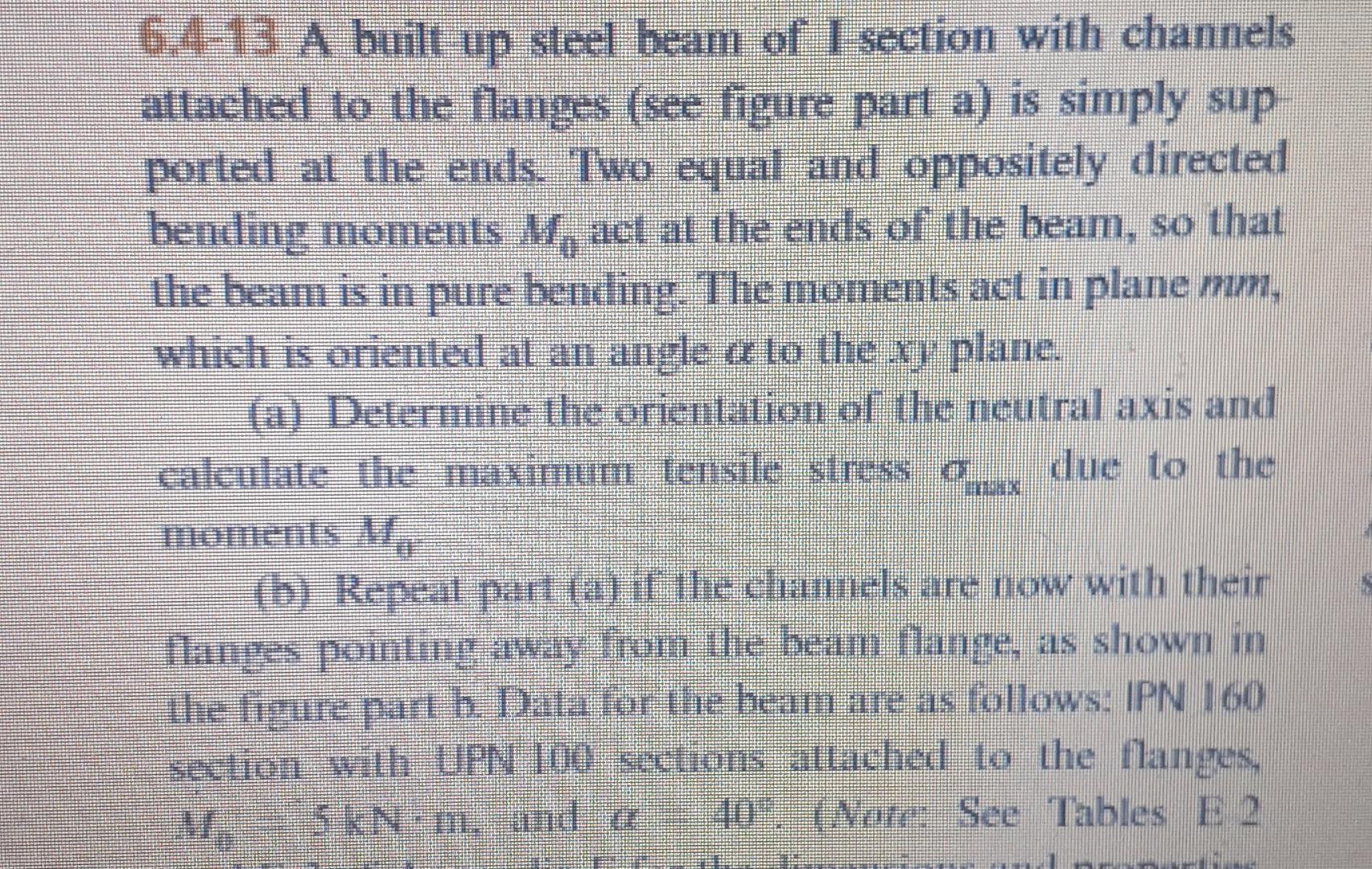 Solved 6.4-13 A built up steel beam of 1 section with | Chegg.com