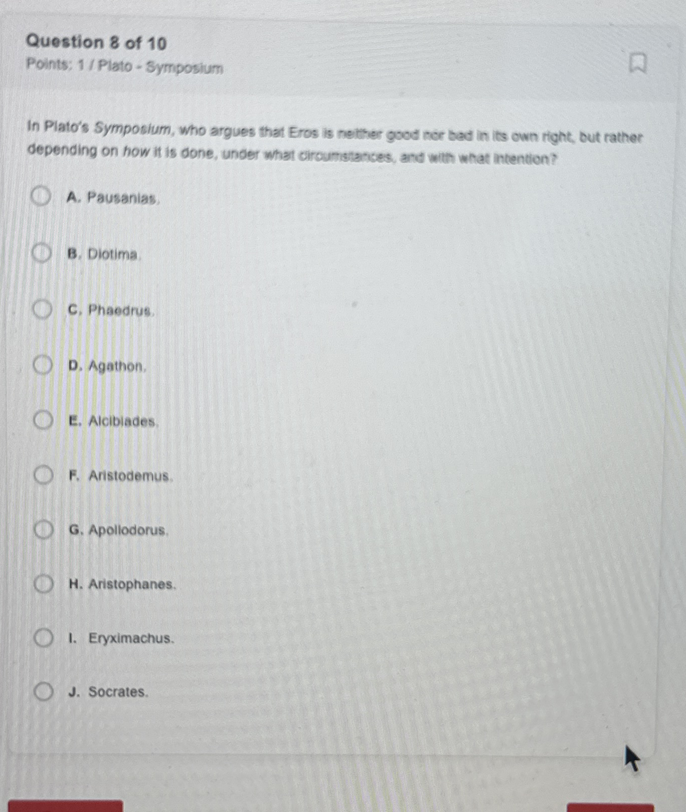 Solved Question 8 ﻿of 10Points: 1 / ﻿Plato - ﻿SymposiumIn | Chegg.com